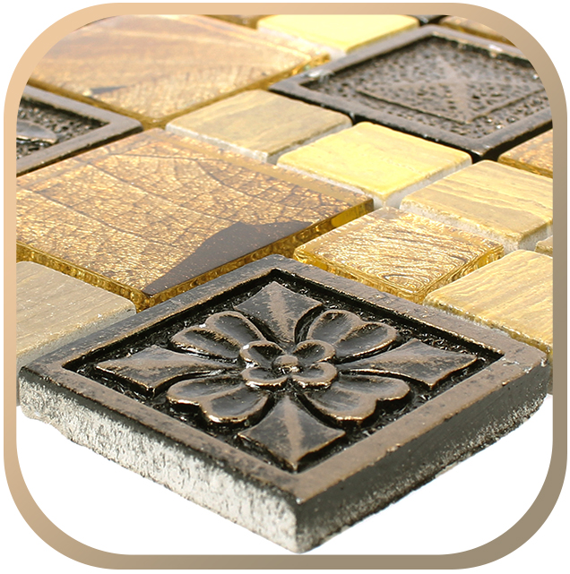 Muestra Azulejos De Mosaico Cristal Rainbow Negro Blanco