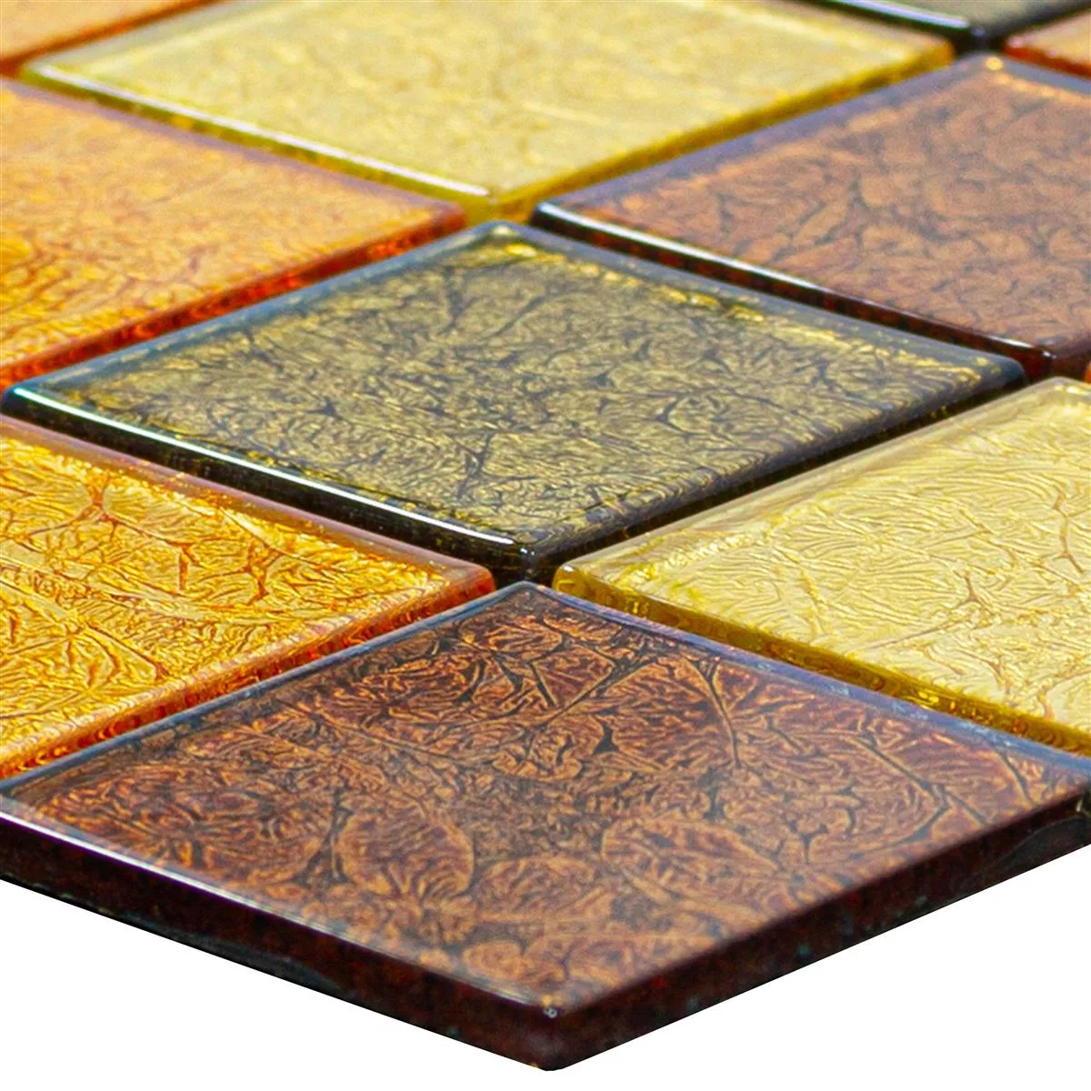 Muestra Mosaico de Cristal Azulejos Curlew Amarillo Naranja Q48 4mm